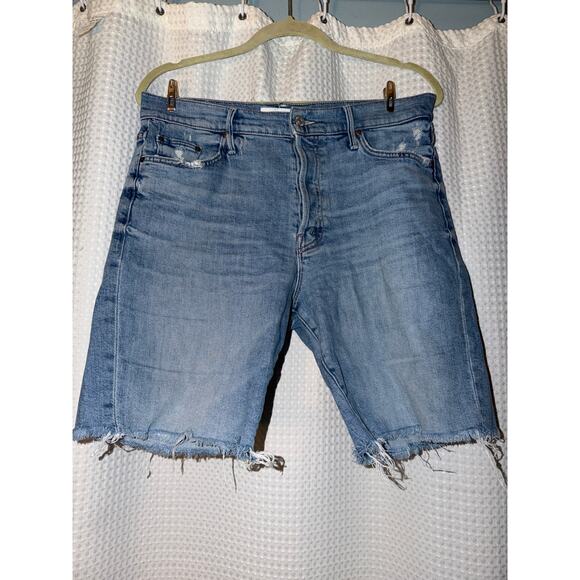 MOTHER | Jeans | Mother The Trickster Fray Denim Shorts Distressed ...